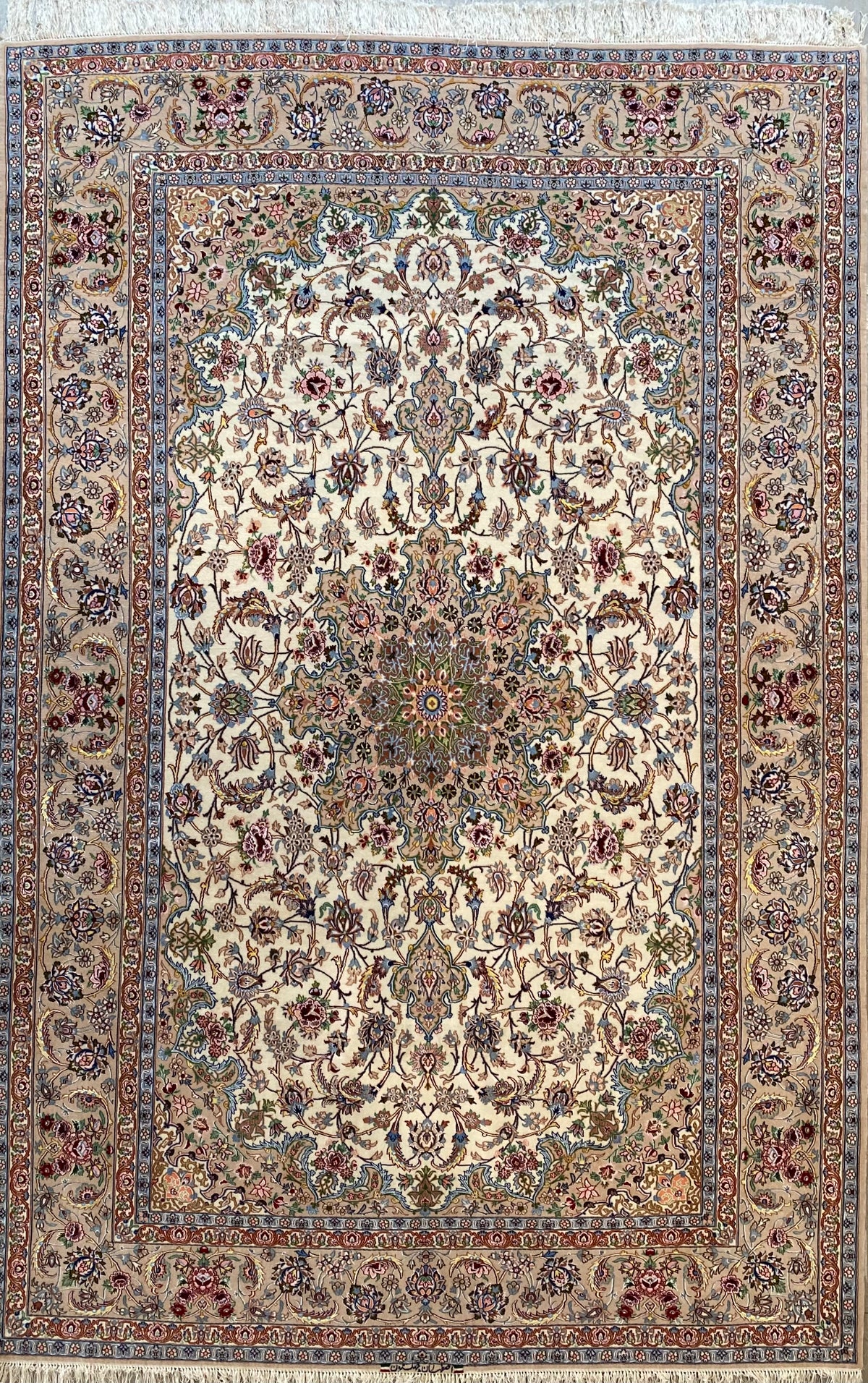 Isfahan Persian Rug with a Heavy Inlay of Silk (Ref: Isf3)– Persian Threads